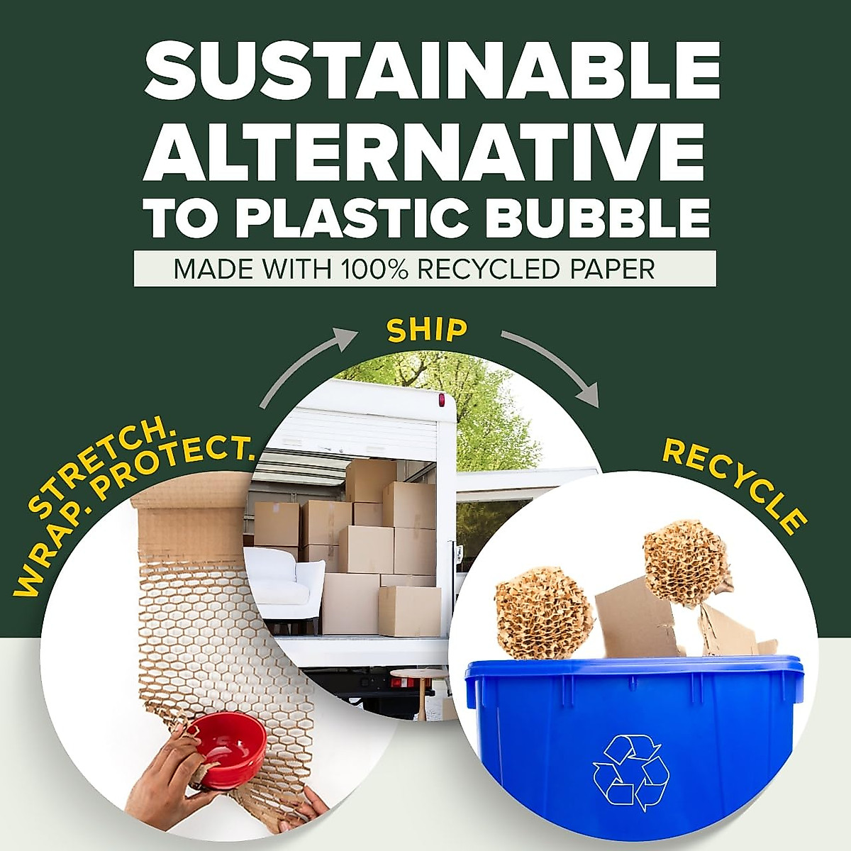 Scotch Cushion Lock Protective Wrap, 12 in x 30 ft, Sustainable Packaging Solution for Packing, Shipping and Moving, No Scissors or Tape Needed, Great Alternative to Bubble Cushion Wrap (PCW-1230)