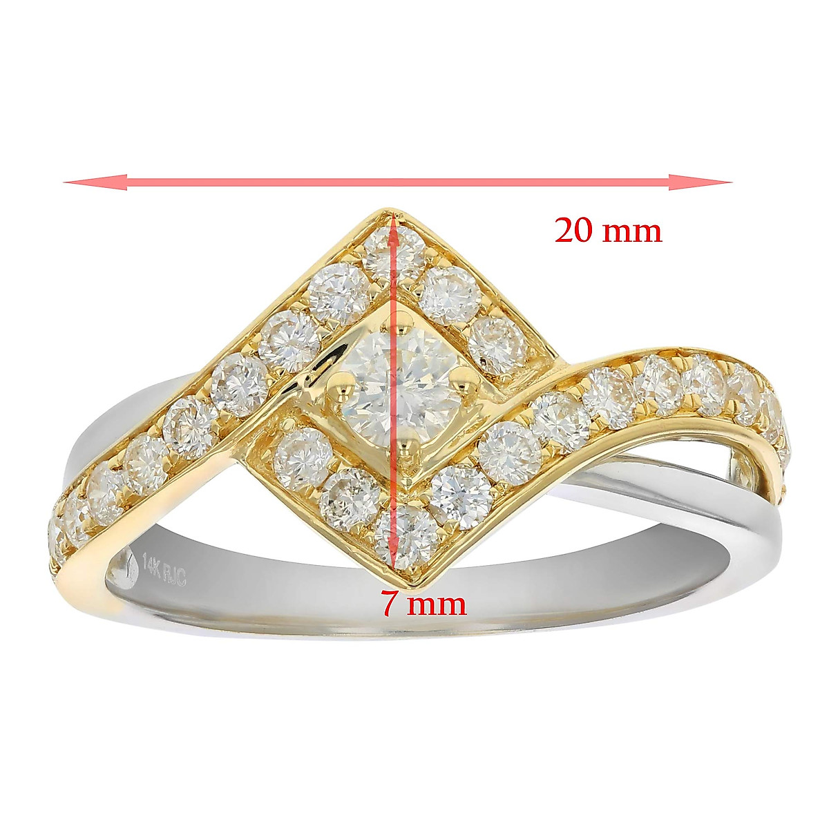Vir Jewels 1 cttw Diamond Wedding Engagement Ring Set 14K Two Tone Gold Princess Halo Style Size 6