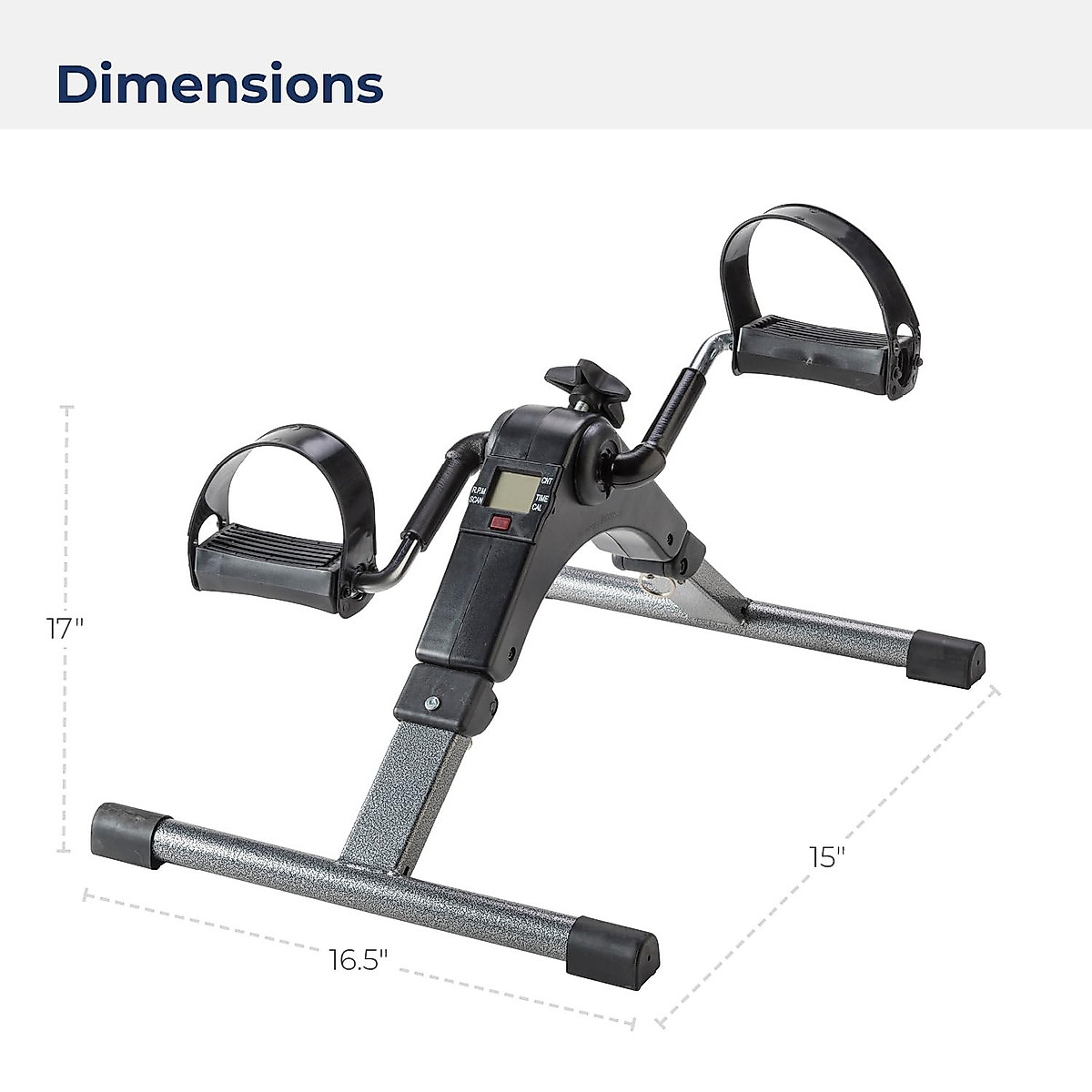 Drive Medical RTL10273 Deluxe Folding Pedal Exerciser with Electronic Display for Legs and Arms, Under Desk Bike Pedal Exerciser, Fully Assembled, No Tools Required, Black