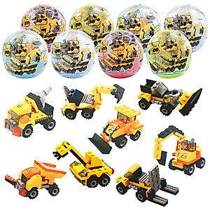 Holydeck 8 Pack Easter Eggs with Vehicle Building Blocks for Kids Assembly Building Cars,Great for Easter Party Favors,Easter Basket Stuffers,Goodie Bags