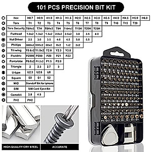 STREBITO Precision Screwdriver Set 124-Piece Electronics Tool Kit with 101 Bits Magnetic Screwdriver Set for Computer, Laptop, Cell Phone, PC, MacBook, iPhone, Nintendo Switch, PS4, PS5, Xbox Repair