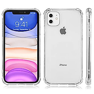 iPhone 11 Case, Shockproof Ultra Slim Fit Silicone Transparent Cover TPU Soft Gel Rubber Cover Shock Resistance Protective Back Bumper for Apple iPhone 11 Clear