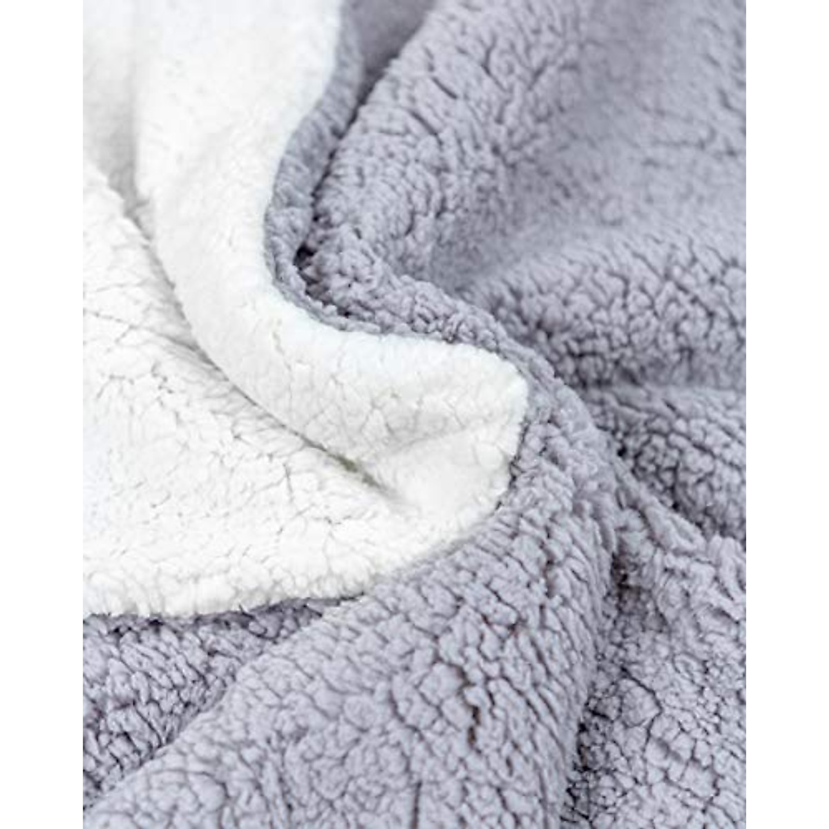 Charcoal Grey & White Sherpa Blanket - Sherpa Throw Blankets, Soft Blanket | Throw Blanket for Couch, Plush Throw Blankets, White Throw Blanket, Fleece Blanket, Fluffy Blanket, 60.5" x 48"