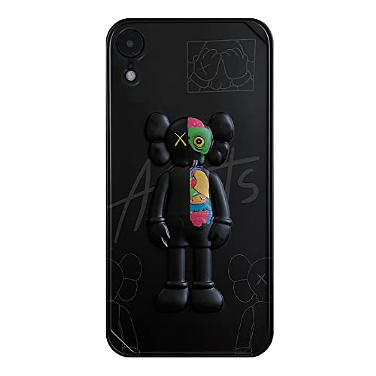 DOWINTIGER Cool iPhone XR Case for Boys Men, Kawaii 3D Cartoon Street Fashion Shockproof Protection TPU and IMD Protective Designer Case for iPhone XR - Black