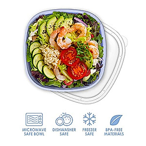 Bentgo® Prep - 1-Compartment Bowls with Custom Fit Lids - Reusable, Microwaveable, Durable BPA-Free, Freezer and Dishwasher Safe Meal Prep Food Storage Containers - 10 Bowls & 10 Lids (Periwinkle)