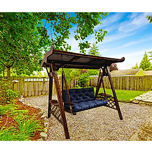 liquor red Thicken 5"Swing Chair Pads for Garden Patio Swing Replacement Cushions with Backrest Waterproof Bench Cushion for Outdoor Furniture 2-3 Seater Washable Swing Replacement Cushions/60"x40"