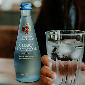 Clearly Canadian Country Raspberry Sparkling Spring Water Beverage, Natural & Carbonated, Flavored Seltzer Water, 1 Case (12 Bottles x 325mL)