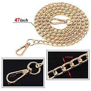 Swpeet 3Pcs Luxury Fashion 47 Inche Replacement Flat Chain Strap with Buckles Set, Perfect for DIY Metal Shoulder Cross Body Bag Hand Bag Purse Replacement （ Gold + Silver+ Gun-Black