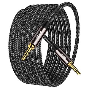 VIOY Aux Cable (20ft), [Copper Shell, Hi-Fi Sound] 3.5mm Male to Male Braided Auxiliary Cord Compatible with Headphone, Smartphone, Home/Car Stereo, Speaker, Echo & More