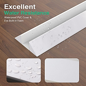 Lewondr Door Draft Stopper 36 Inch Under Door Draft Noise Blocker Waterproof Cuttable Triangle Strong Adhesive Weather Stripping Door Seal Under Door for Reduce Dust Air Door Sweep, White