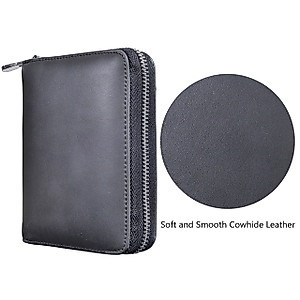 Easyoulife Genuine Leather Credit Card Holder Case Passport Wallet RFID Blocking (Black)