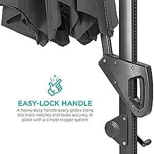 Best Choice Products 10ft Solar LED Cantilever Patio Umbrella, 360-Degree Rotation Hanging Offset Market Outdoor Sun Shade for Backyard, Deck, Poolside w/Lights, Easy Tilt, Cross Base - Gray