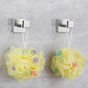 kimzcn Towel Coat Hooks Bathroom Clothes Garage Hotel Cabinet Closet Sponges Robe Hook Wall Mounted Kitchen Heavy Duty Bath Door Hanger 2 Pack Brushed Stainless Steel