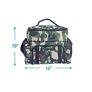 FH Group E-Z Travel™ Lined Print Lunch Cooler Bag - Reusable Lunch Box for Work, Picnics, and Camping Dark