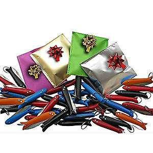 Glittering Bazaar Fish Smallest Mini Micro Handmade Key ring Pocket Folding Folder Knife, Stainless Steel, Multi Purpose Portable, Tiny Blade (Blue)