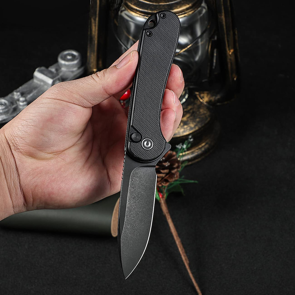 CIVIVI Elementum II Pocket Folding Knife, 2.96" Nitro-V Steel Blade G10 Handle Utility Knife with Deep Carry Pocket Clip for Camping Hiking Hunting C18062P-1