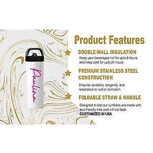 Personalized Flip Top 25oz Gym & Camp Water Bottle - 750ml Pink Glitter Effect with Name - Custom Sports Bottle