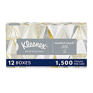 Kleenex Professional Facial Tissue for Business (03076), Flat Tissue Boxes, 12 Boxes / Convenience Case, 125 Tissues / Box, 1,500 Tissues / Case