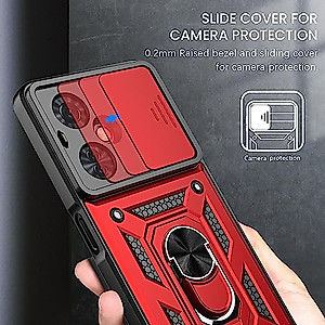 Dretal for OnePlus Nord N30 5G Case, with Stand Kickstand Ring and Camera Cover with Tempered Glass Screen Protector, Military Grade Shockproof Protective Cover for OnePlus N30 5G(Red)