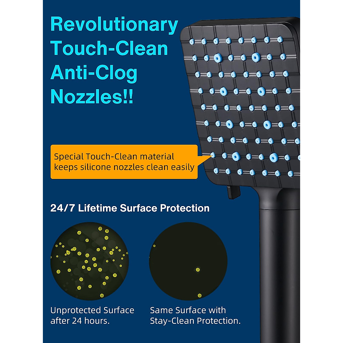 Cobbe 12 Inch Rain Shower Head Combo, High Pressure Handheld Shower Head with Filter - Upgrade Extension Arm Height Adjustable - 9 Spray Filtered Shower Head, Matte Black
