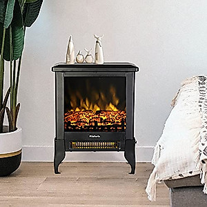 TURBRO Suburbs TS17 Compact Electric Fireplace Stove, 18” Freestanding Stove Heater with Realistic Flame - CSA Certified - Overheating Safety Protection - for Small Spaces - 1400W
