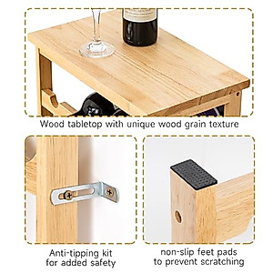 28-Bottle Wine Rack Free Standing Floor, Solid Wood 7-Tier Display Wine Storage Shelves with Tabletop, Wobble-Free Bottle Holder for Cellar Kitchen Bar Dining Room Living Room, Oak