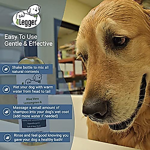 4Legger Organic Dog Shampoo USDA Certified Organic Aloe Vera, Lemongrass, Coconut Oil, All Natural Dog Shampoo, Dog Shampoo Sensitive Skin, Dog Shampoo for Itchy Skin 16 oz