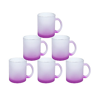 MR.R 11oz Set of 6 Sublimation Blanks Frosted Purple Glass Mug,Coffee Mugs with Handle for Heat Thermal Coating Transfer
