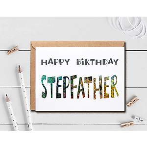 Happy Birthday Stepfather - Stepfather Birthday Card - Stepfather Card - Card For Stepfather Modern - Stepfather Birthday Card - Card For Stepfather