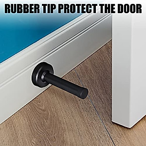 10 Pack Door Stoppers 3.5 Inch 304 Stainless Steel Heavy Duty Door Stops with Rubber Tip Bumper for Wall Door Dtopper Wall Protector Sound Dampening (Black)