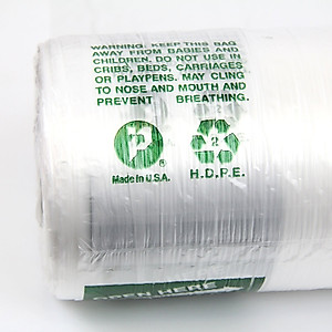 875 Ct 12"x 20" Large Plastic Produce Bag Roll, US Made HDPE, Durable Clear Food Storage Saver for Fruit Vegetable Bakery Snack Grocery Bags