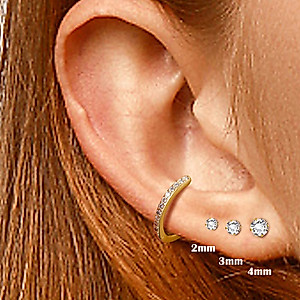 FASACCO 14K 8/10/12MM Flat Back Cartilage Earring Set for Multiple Piercing Tiny Cartilage Hoop Earrings Gold Dainty Flatback Cartilage Stud