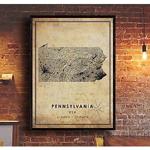 Pennsylvania Vintage Map Print Pennsylvania Map USA Map Art Pennsylvania City Road Map Poster Vintage Gift