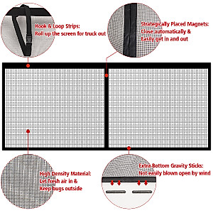 Garage Door Screen for 2 Car Garage Doors, Butizone 16x7FT Reinforced Fiberglass Magnetic Single Garage Screen Door with High Energy Magnets, Hands Free and Easy Assembly