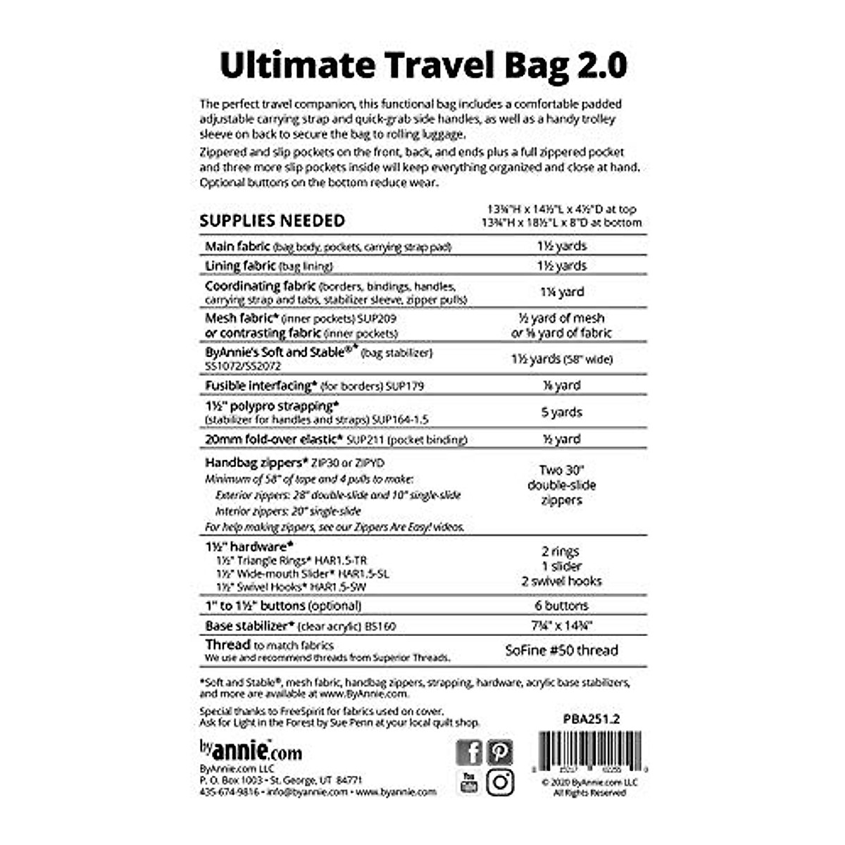 Annie Ultimate Travel 2.0 Pattern