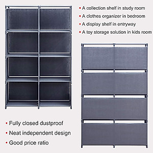 COPREE 4-Shelf 8 Cube Bookshelf(Grey)