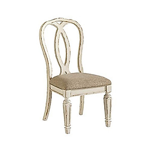 Signature Design by Ashley Realyn French Country Ribbon Back Dining Chair, 2 Count, Chipped White
