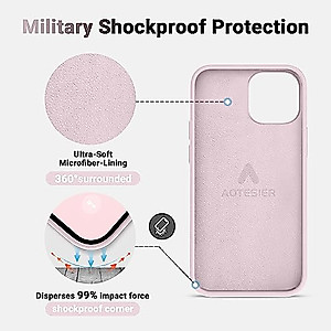 AOTESIER Shockproof Designed for iPhone 13 Mini Case, Liquid Silicone Phone Case with [Soft Anti-Scratch Microfiber Lining] Full Body Drop Protection 5.4 inch Slim Thin Cover, Ice Pink