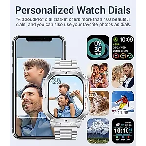 FOXBOX Smart Watch for Men Answer Call/Notification, 1.95" AMOLED Fitness Watch 108 Sport Modes Compass Step Heart Rate Sleep SpO2 BP Monitor, 5ATM Waterproof Military Smartwatch for Android iOS