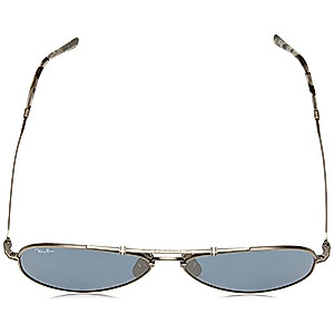 Ray-Ban Rb8125 Titanium Aviator Sunglasses, Demi Gloss Pewter/Dark Blue, 58 mm