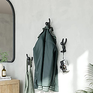Umbra Buddy Wall Hooks – Decorative Wall Mounted Coat Hooks for Hanging Coats, Scarves, Bags, Purses, Backpacks, Towels and More, Set of 3, Black