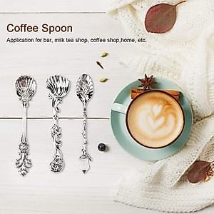 6PCS Coffee Spoons, Tiny Spoons Vintage Carved Coffee Spoon Creative Tableware Espresso Spoons Small Tea Spoons Mixing Spoons Mini Dessert Spoons Teaspoons Candy Spoons Cocktail Spoon for Coffee Bar