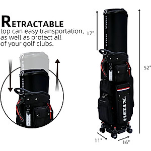HELIX Golf Cart Bag, Retractable Golf Club Bag with Universal Wheels and Latest Integrated Handgrip. (Navy Black)