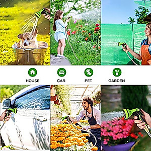 kegemor Garden Hose 100 ft-Metal Water Hose -Flexible Lightweight Outdoor Yard Strong Durable Heavy Duty 304 Stainless Steel Hose Pipe with 10-Way Nozzle, Solid 3/4" Brass Connectors, No Kink Hose