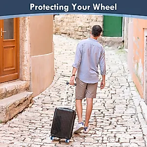 8 PCS Luggage Wheel Cover, Luggage Suitcase Wheels Protector Covers, Silicone Luggage Spinner Wheel Covers for Most 8-Spinner Wheels Travel Luggage Cover, No Noise (Blue)