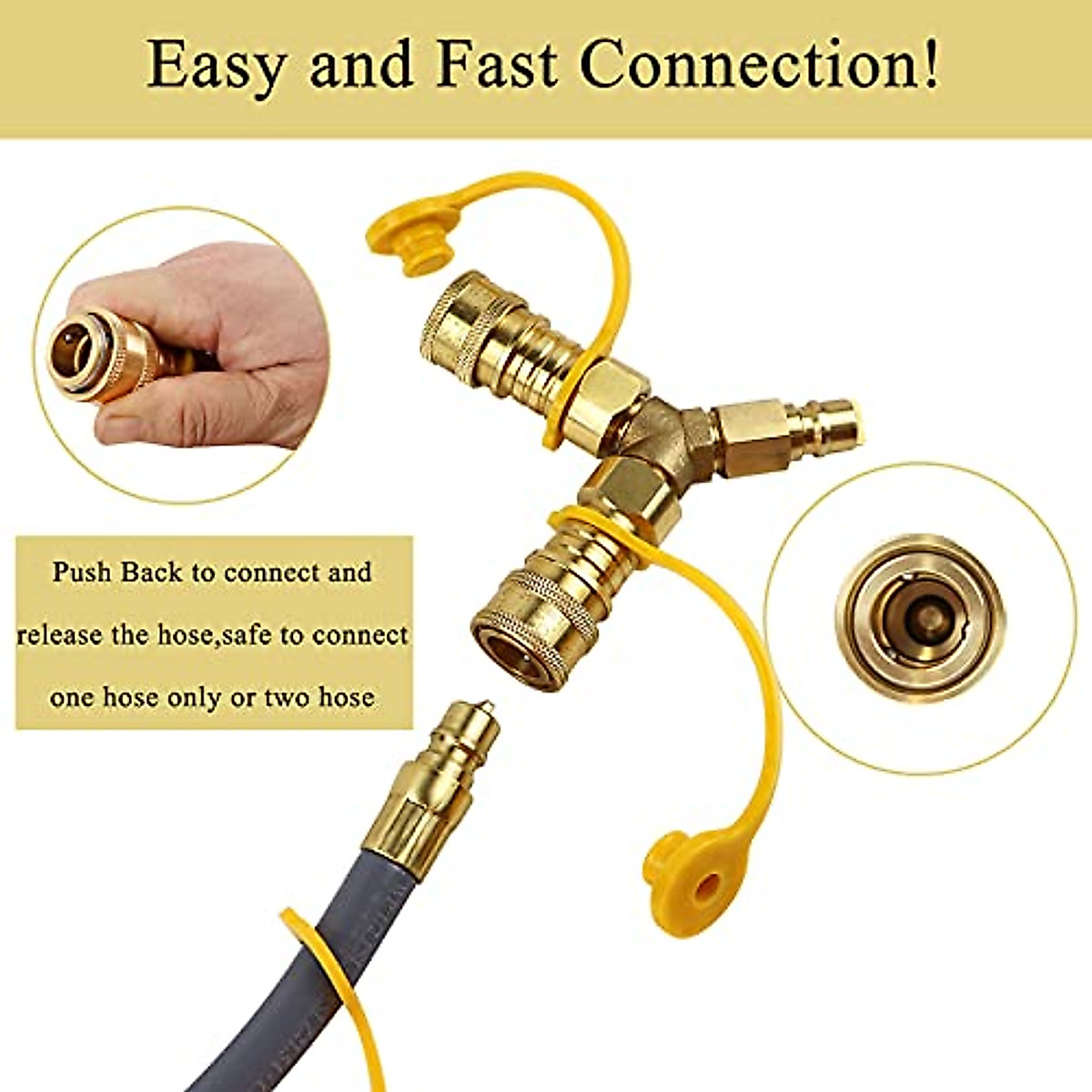 Hosile /8" Y-Splitter Separator Quick Connect/Disconnect Adapter for Low Pressure Natural Gas or Propane Systems,Suitable for Natural Gas Grills,RV,Courtyard Fire Pits.…