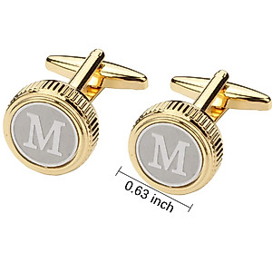 GWD Mens Cufflinks Tie clips set Set Shirt Classic Initials Alphabet A-Z Gift Box ((Cufflinks Tie Clip Set) M)