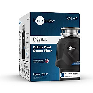 InSinkErator Power .75HP, 3/4 HP Garbage Disposal, Power Series EZ Connect Continuous Feed Food Waste Disposer, Black