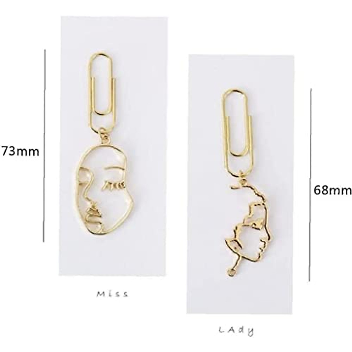 2Pcs Cute Metal Office School Face Paper Clips Bookmark Fine Student Memo Clips Set Stationery Supplies
