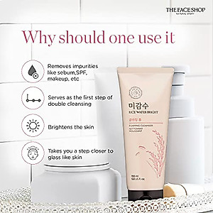 THE FACE SHOP Rice Water Bright Set - Cleanser 150ml + Light Cleansing Oil 150ml + Foam 100ml , 3 Count (Pack of 1)